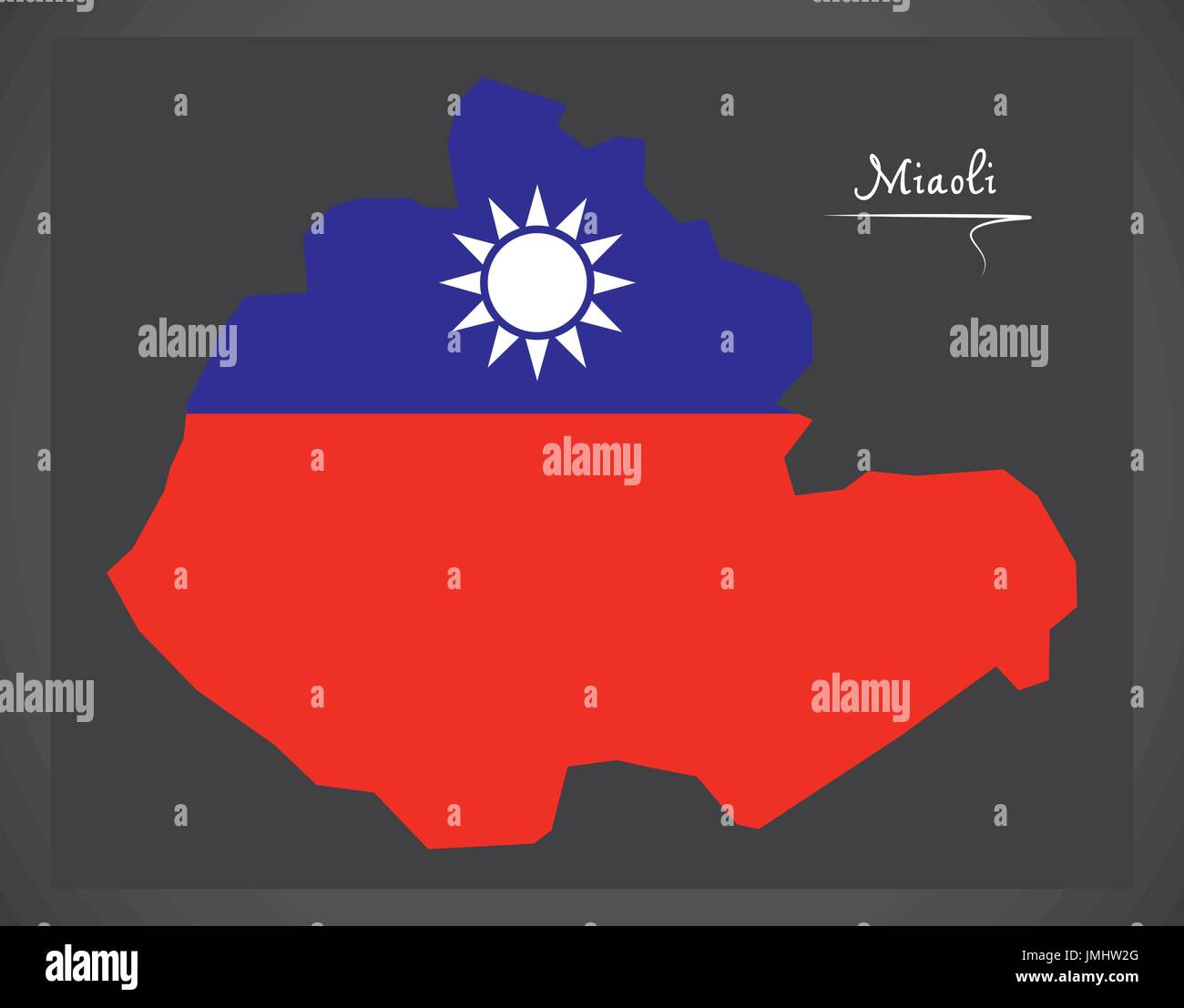 Miaoli Taiwan map with Taiwanese national flag illustration Stock ...