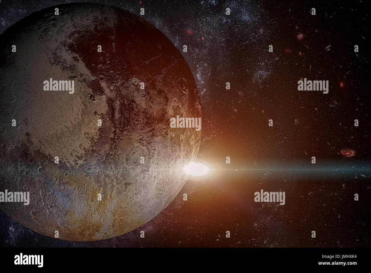 Solar System - Pluto. It is a dwarf planet in the Kuiper belt, a ring ...