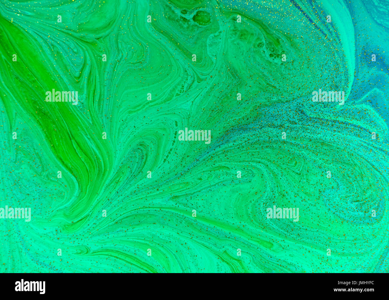 Marbled green and golden abstract background. Liquid marble pattern ...