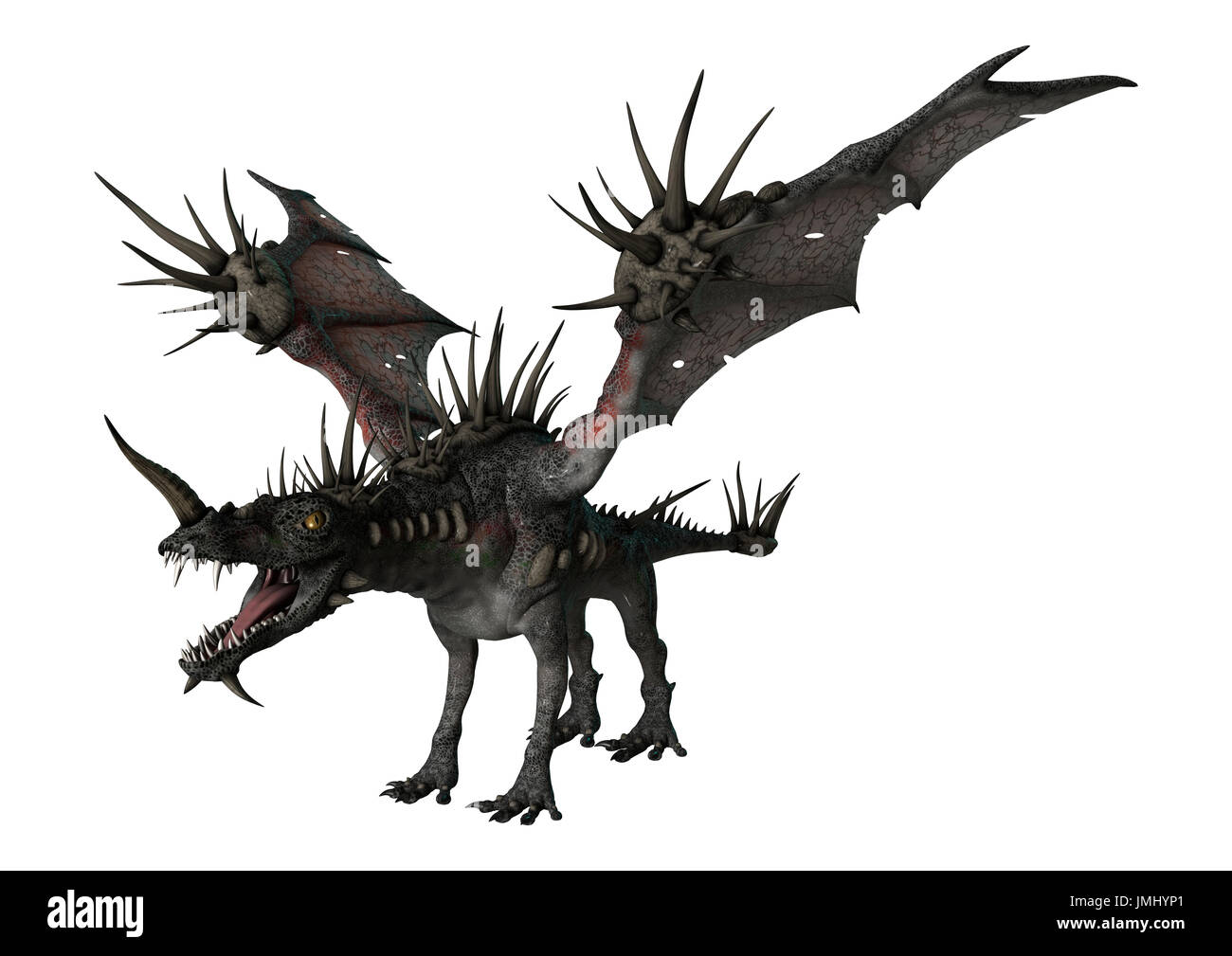 3D rendering of a fantasy spiky dragon isolated on white background ...