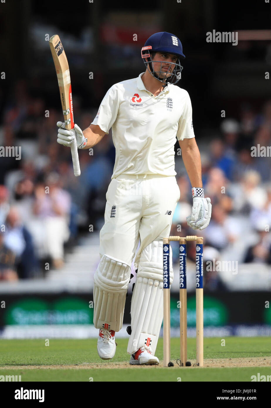 England's Alastair Cook (centre) during day one of the 3rd Investec ...