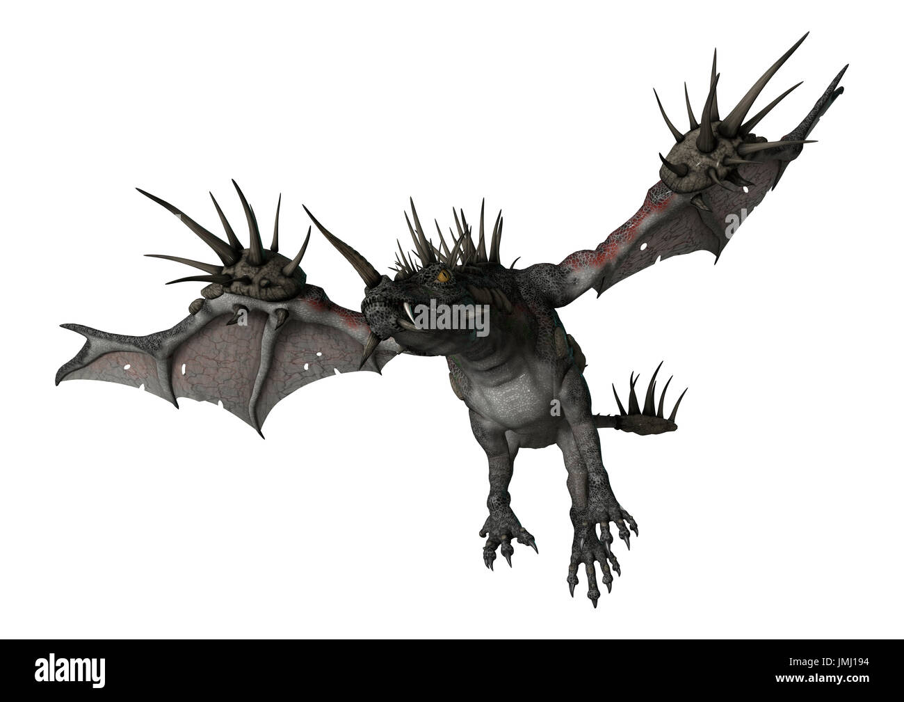 3D rendering of a fantasy spiky dragon isolated on white background ...