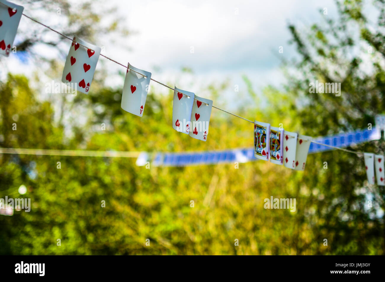 Cards on a washing line Stock Photo - Alamy