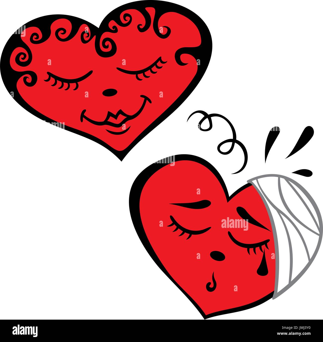Two love hearts romantic Stock Vector Images - Alamy
