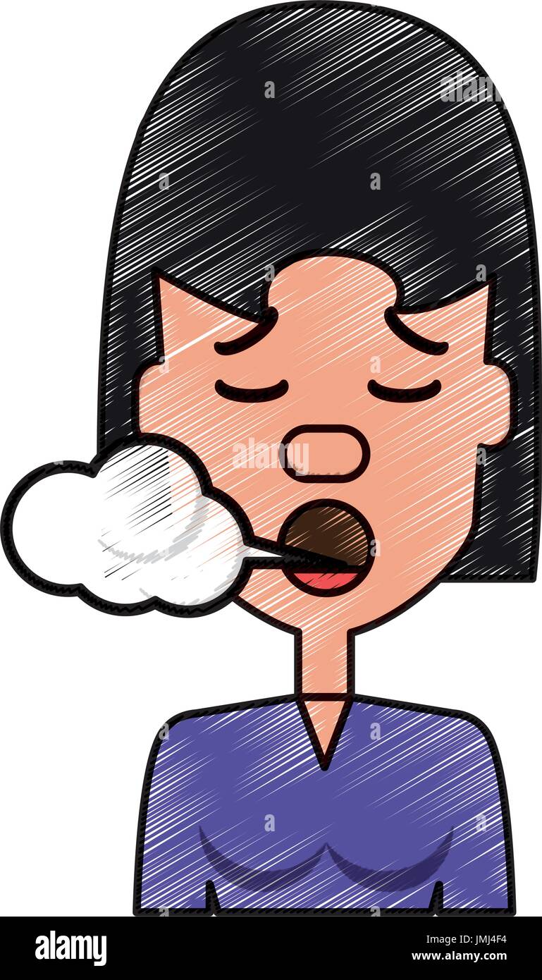 Woman smoking cartoon over white background icon Stock Vector Image ...