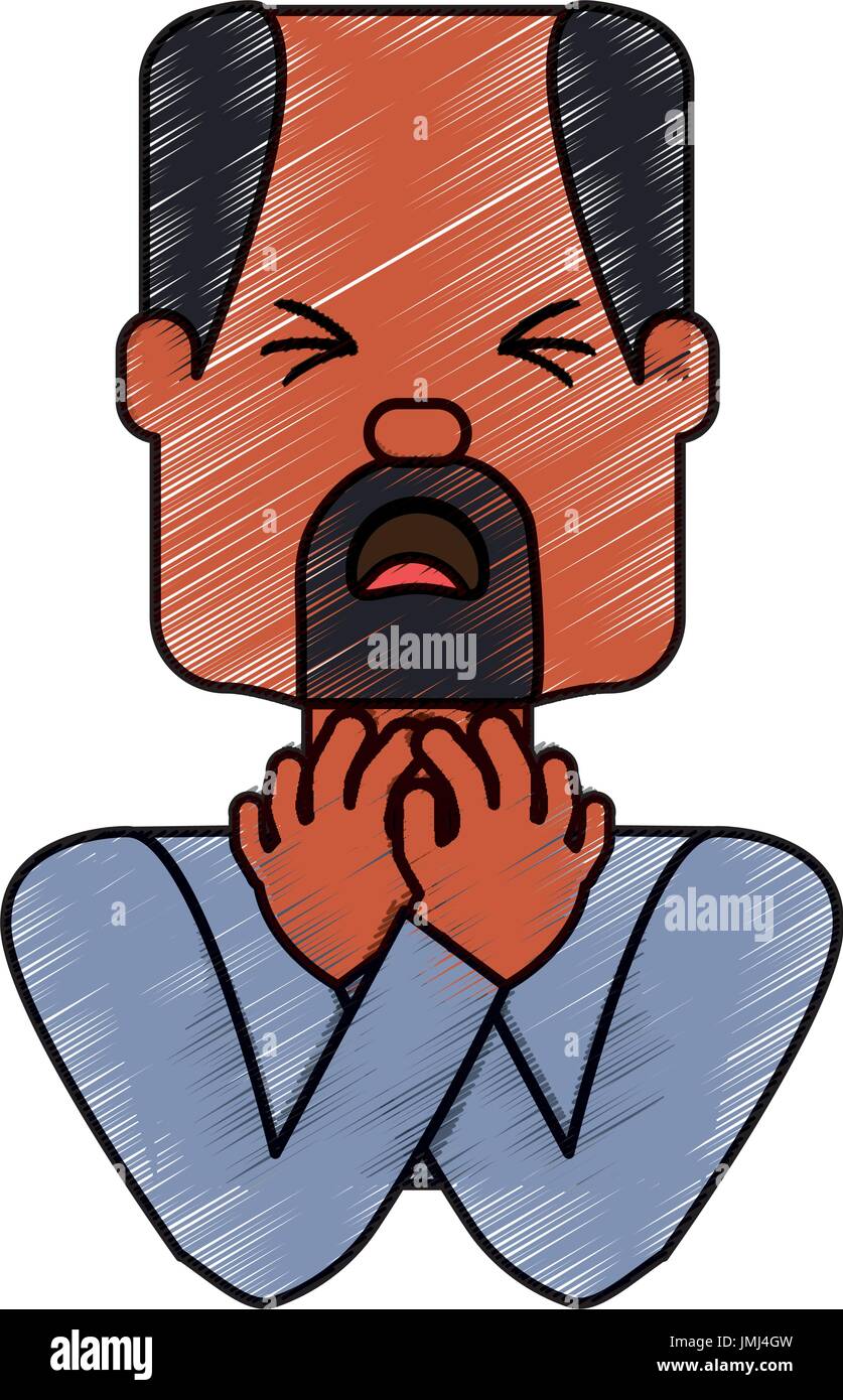 Man with heart attack face cartoon over white background icon Stock ...
