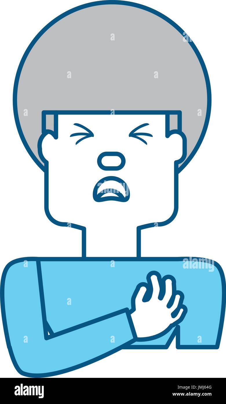 Man with heart attack face cartoon over white background icon Stock ...