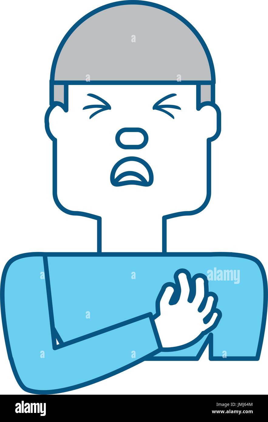 Man with heart attack face cartoon over white background icon Stock ...