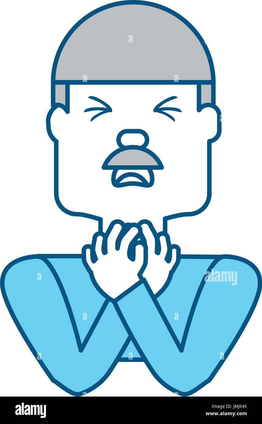 Man with heart attack face cartoon over white background icon Stock ...