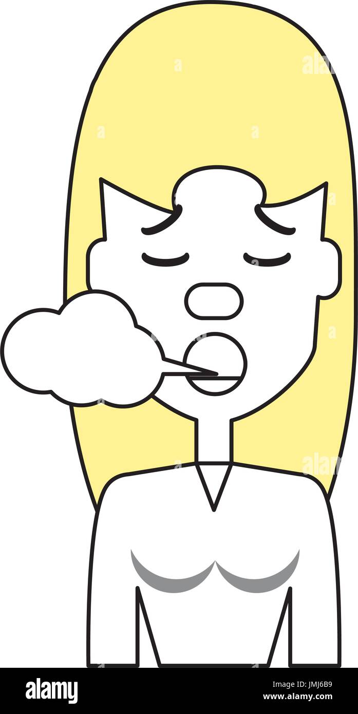 Woman smoking cartoon over white background icon Stock Vector Image ...