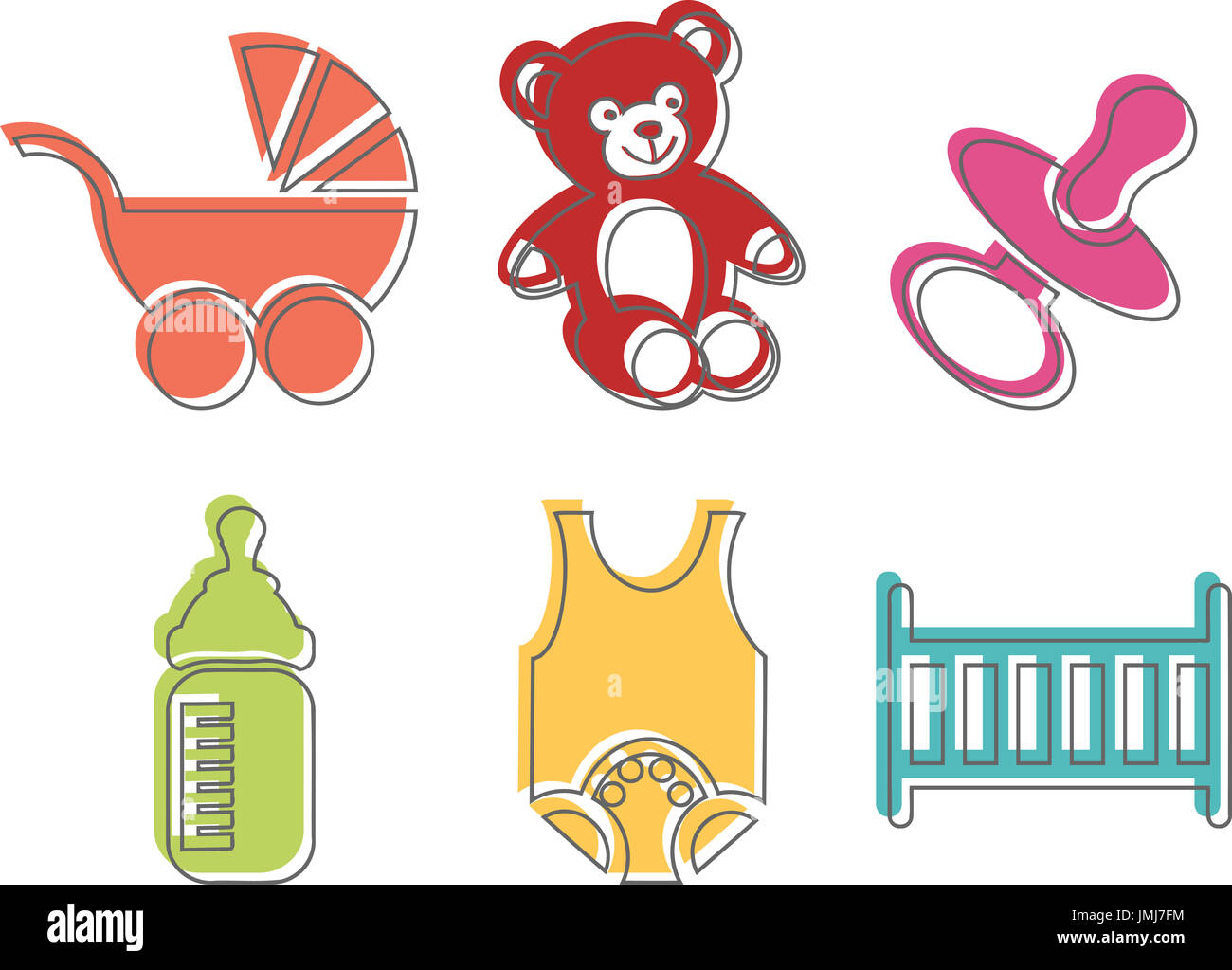 Colorful icons that represent the world and the needs of babies and ...