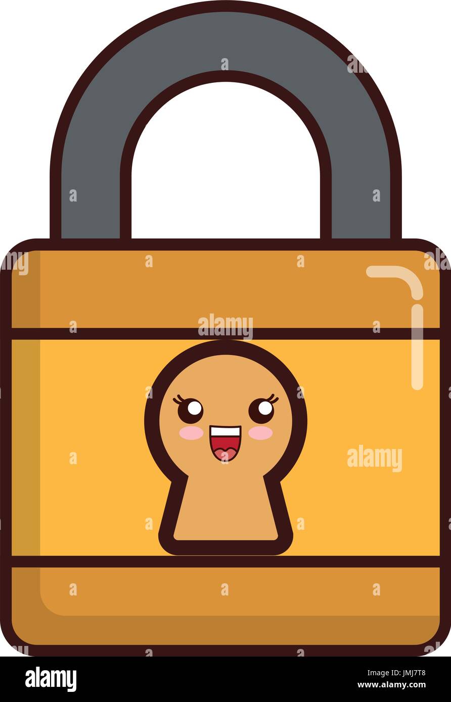 kawaii padlock icon over white background vector illustration Stock ...