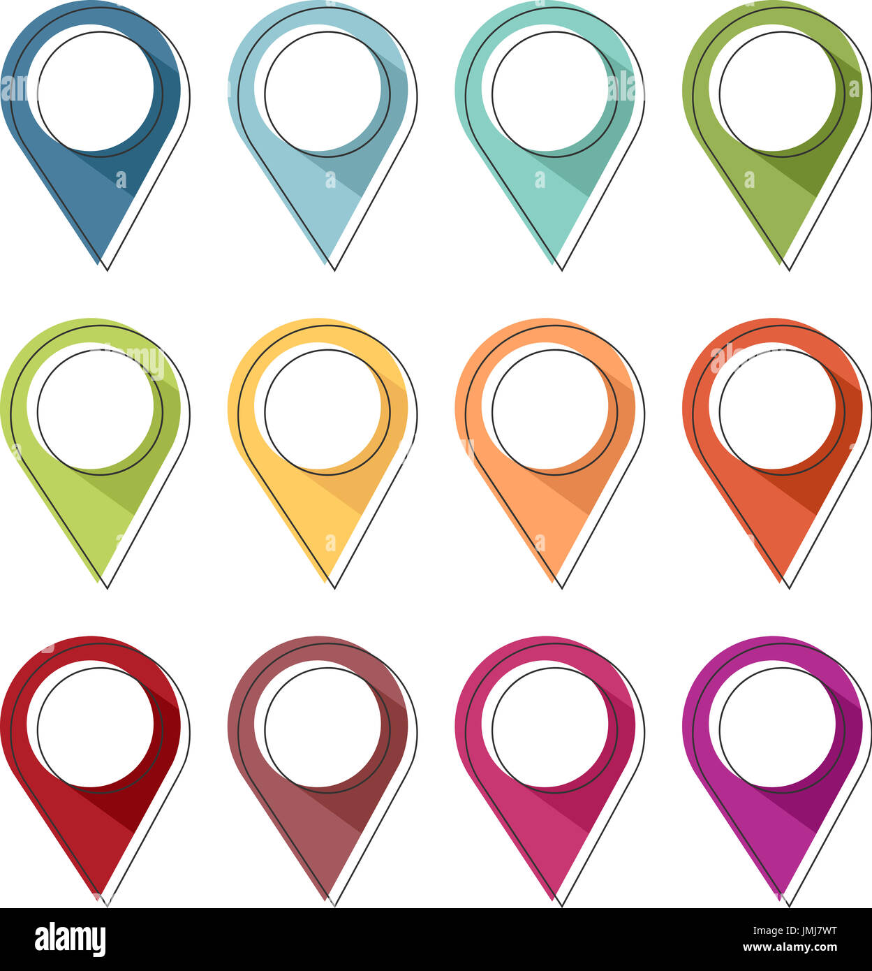 Colorful pin icon for locating or indicating information or information ...