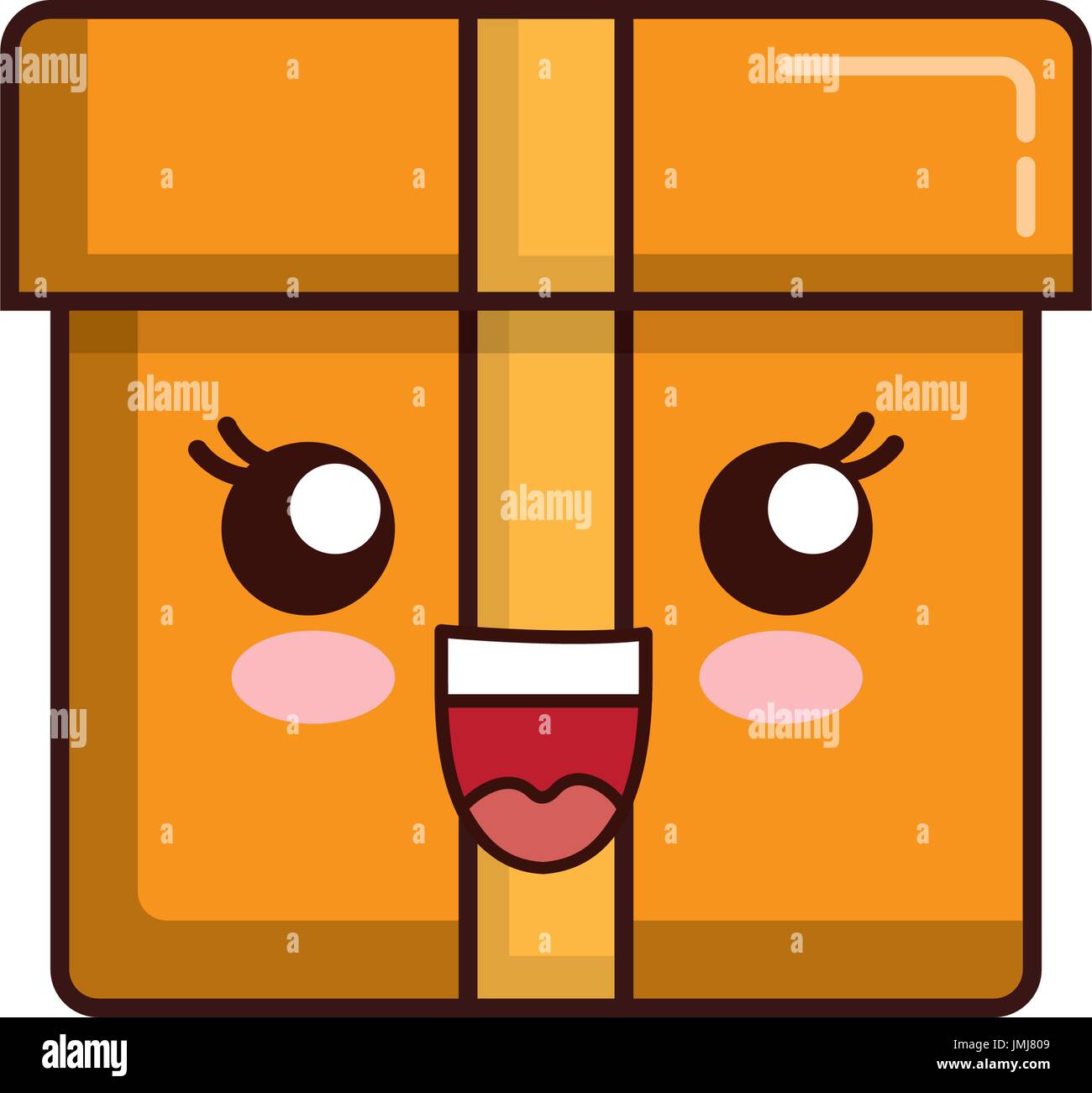 kawaii carton box icon over white background vector illustration Stock ...