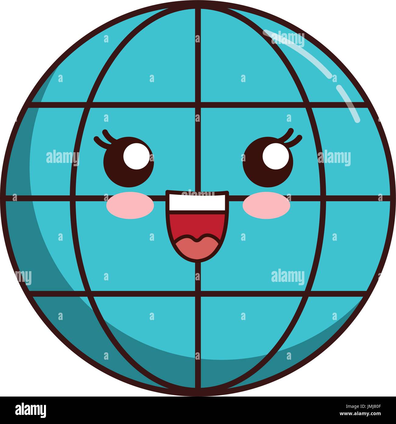 kawaii global sphere icon over white background vector illustration ...
