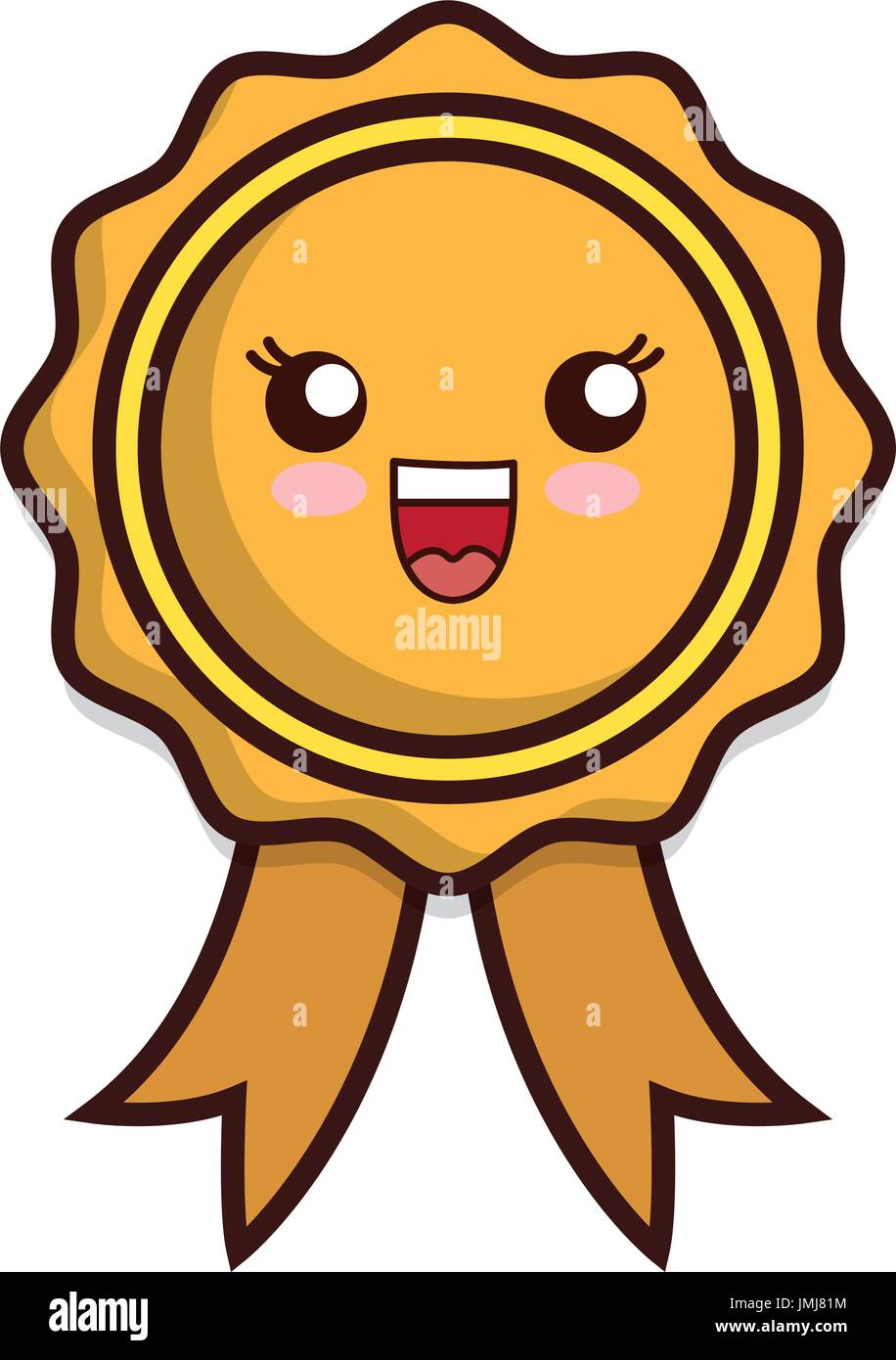kawaii medal icon over white background vector illustration Stock ...