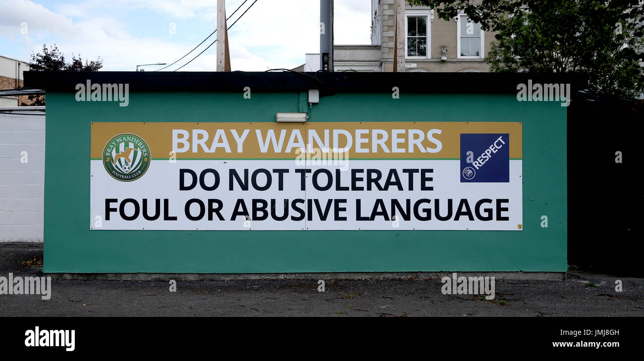 A general view of The Carlisle Grounds, home of Bray Wanderers football ...