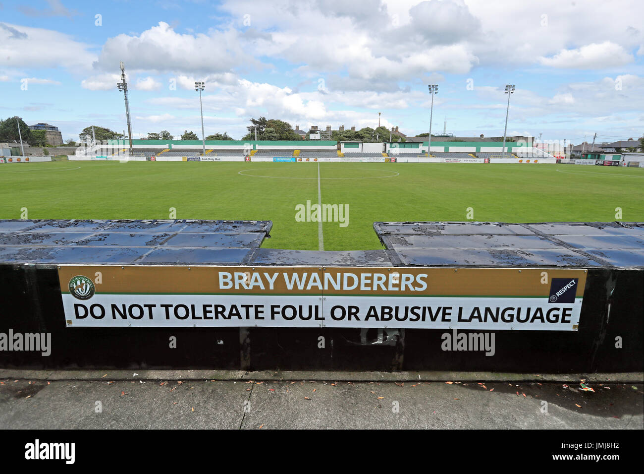 A general view of The Carlisle Grounds, home of Bray Wanderers football ...