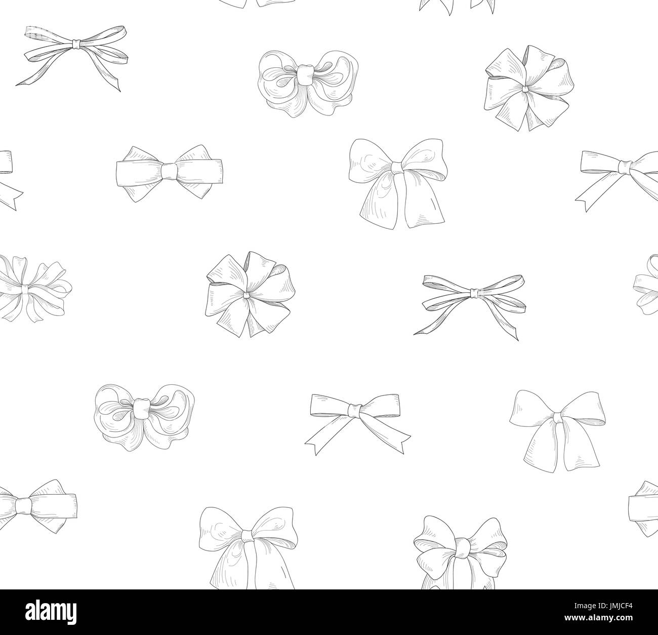 Bow tiled pattern. Bride team bow icon set. Holiday gift wallpaper ...