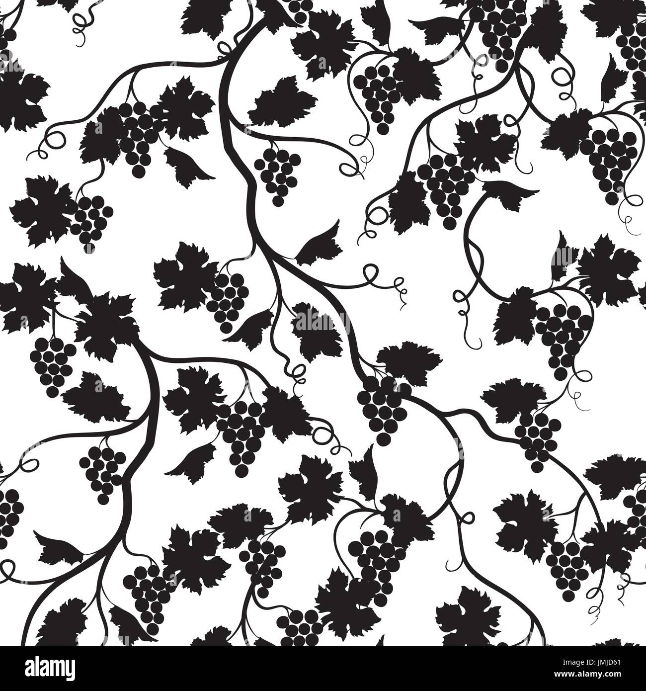 Floral tiled pattern with grape branch silhouette. Wineyard wallpaper ...