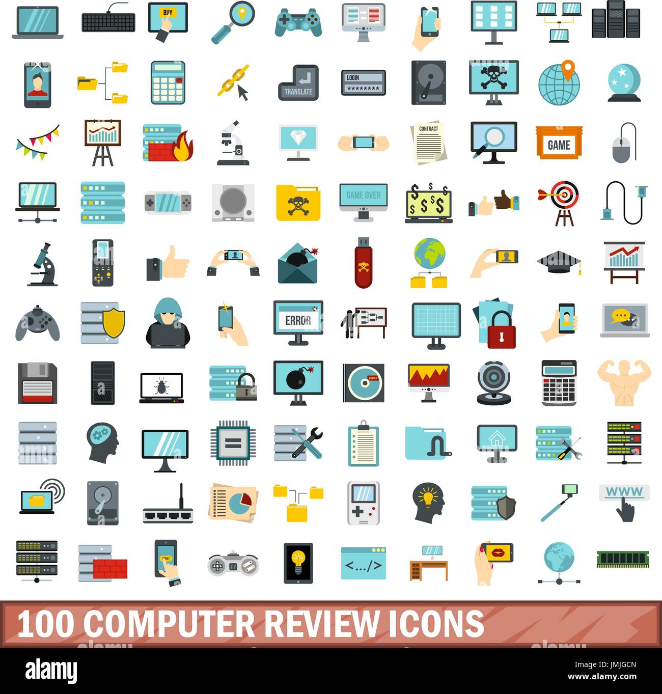 100 computer review icons set, flat style Stock Vector Image & Art - Alamy