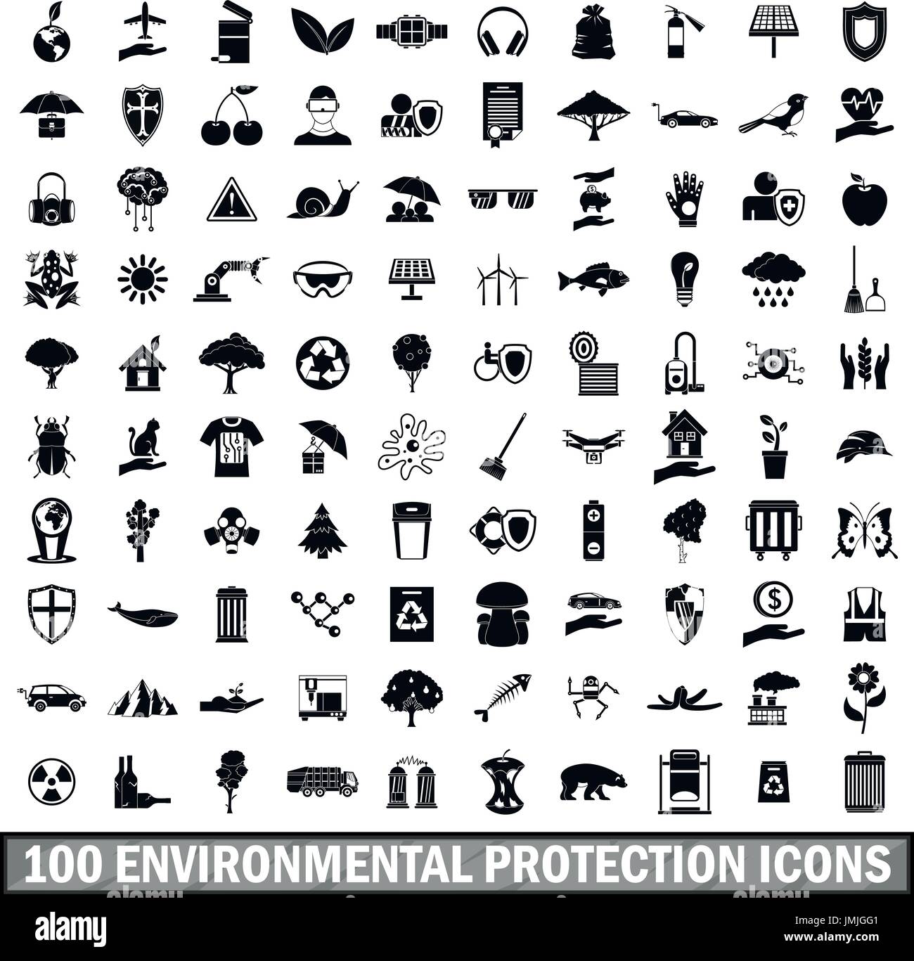 100 environmental protection icons set Stock Vector Image & Art - Alamy