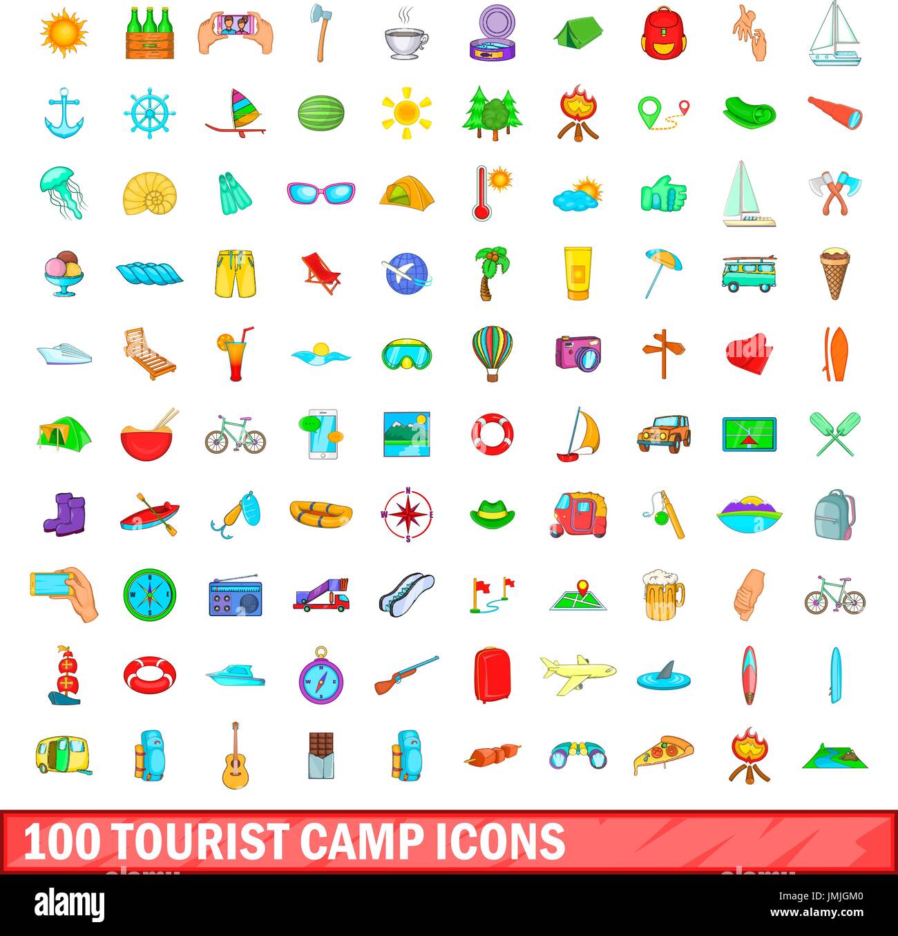 100 tourist camp icons set, cartoon style Stock Vector Image & Art - Alamy