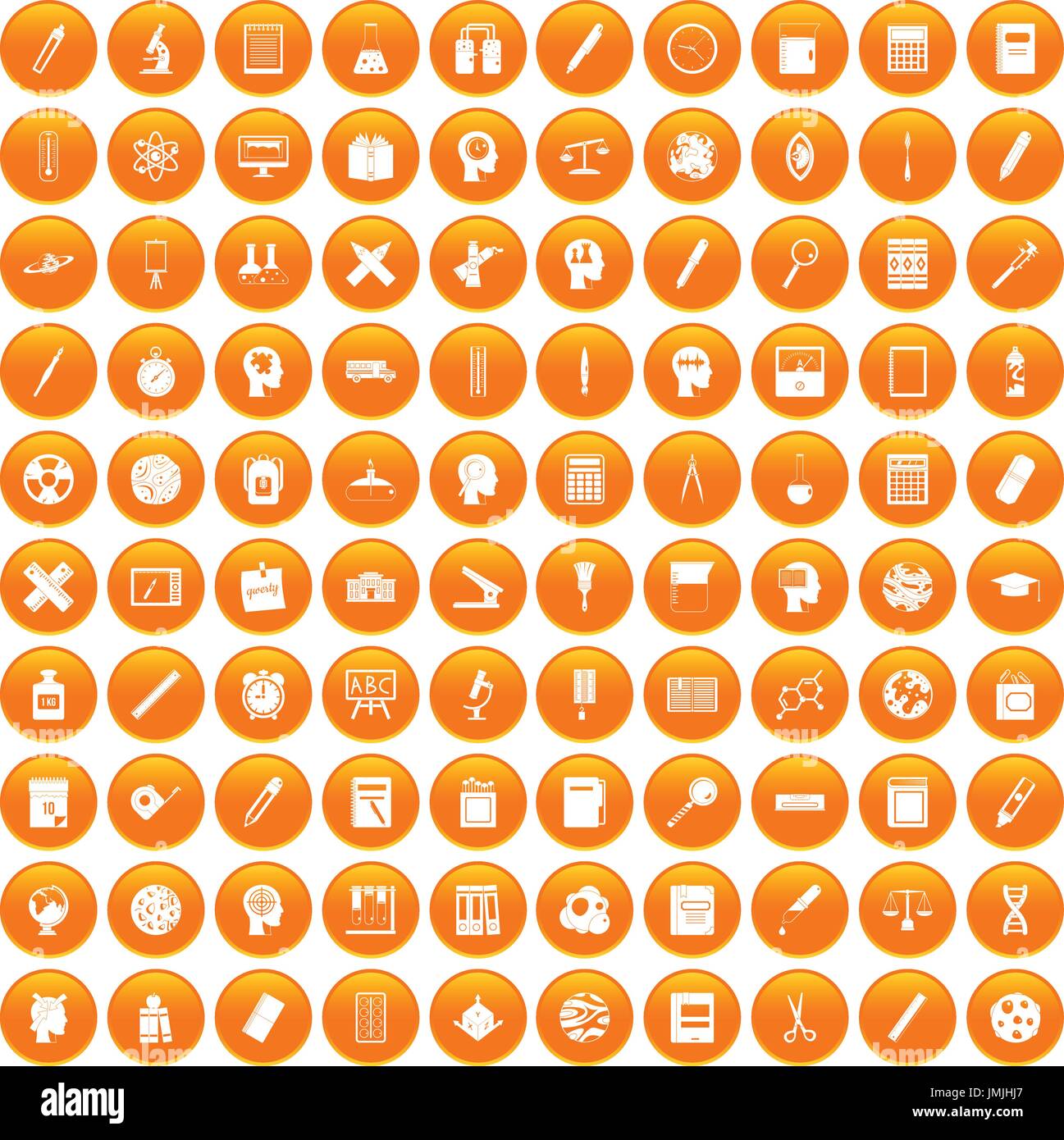 100 learning icons set orange Stock Vector Image & Art - Alamy