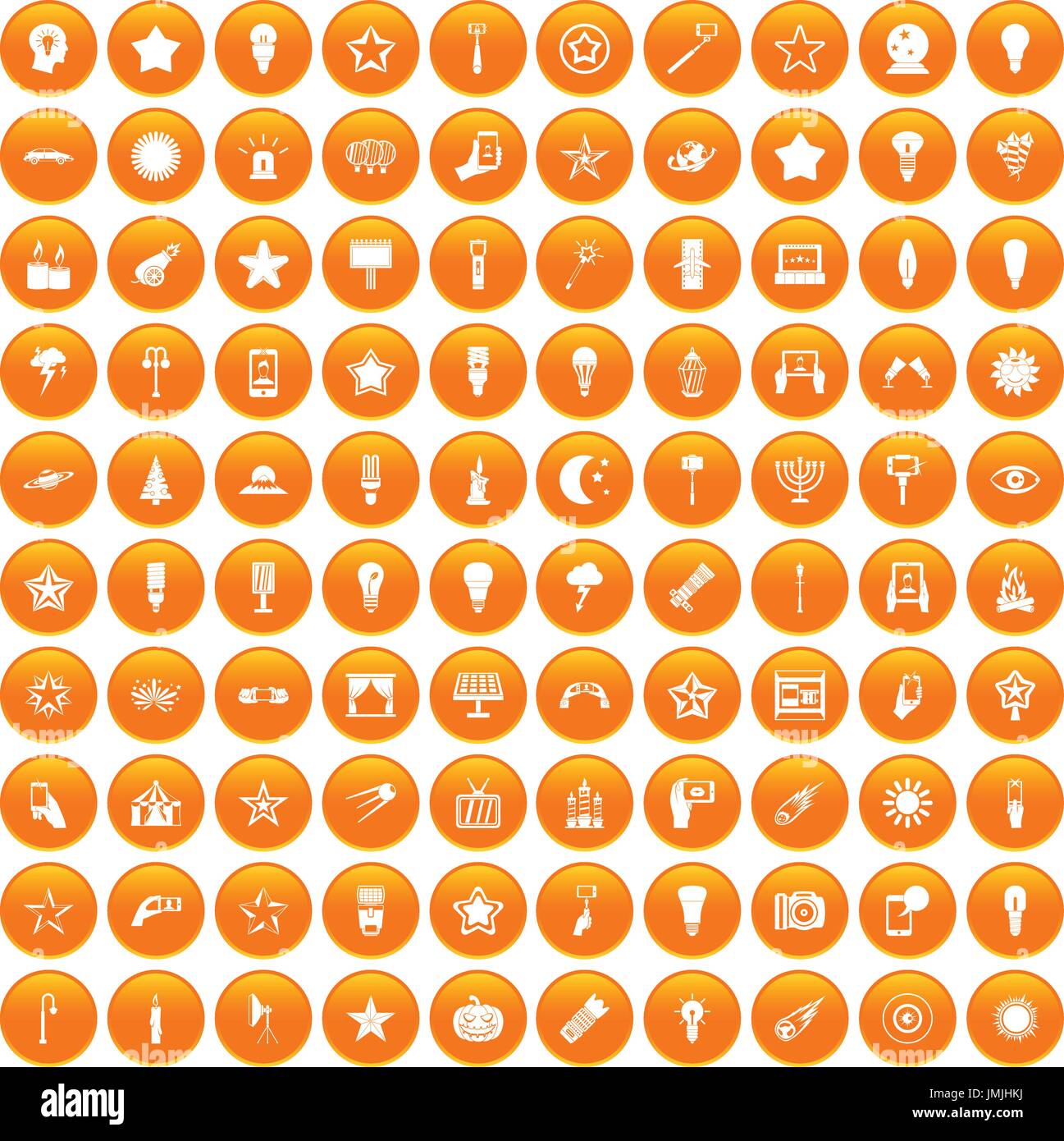 100 light icons set orange Stock Vector Image & Art - Alamy
