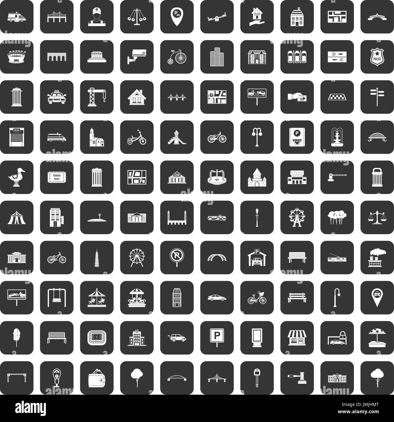100 city icons set black Stock Vector Image & Art - Alamy