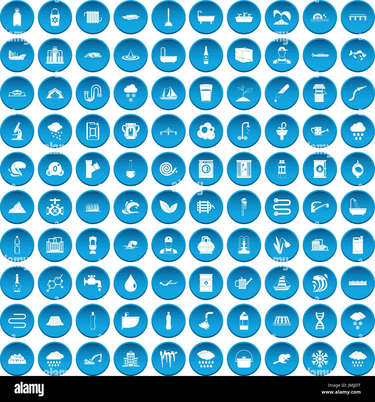 100 water supply icons set blue Stock Vector Image & Art - Alamy
