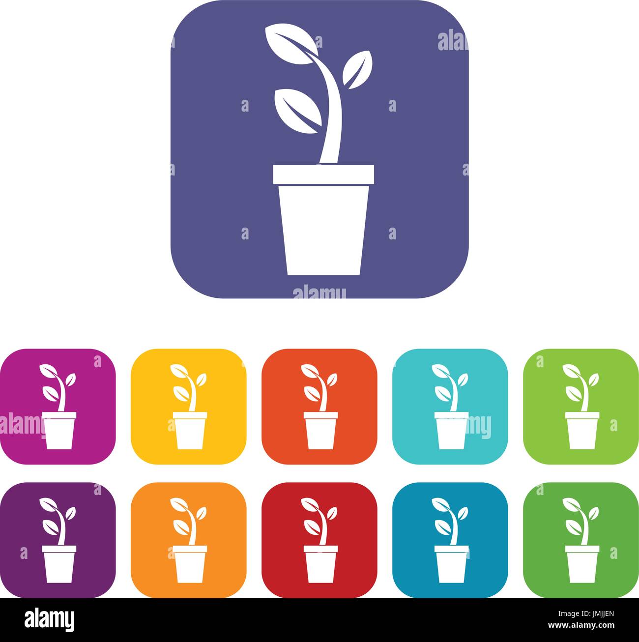 Sprout in pot icons set Stock Vector Image & Art - Alamy