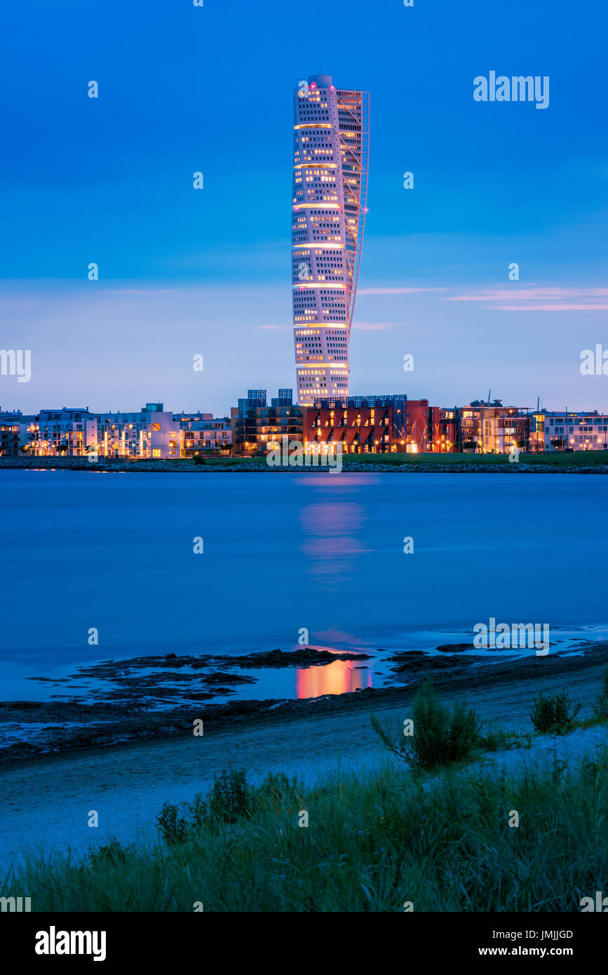 Skyline of Malmo Sweden with Famous Turning Torso Building, captured ...