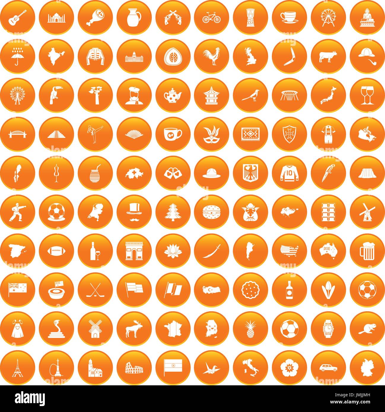 100 map icons set orange Stock Vector Image & Art - Alamy