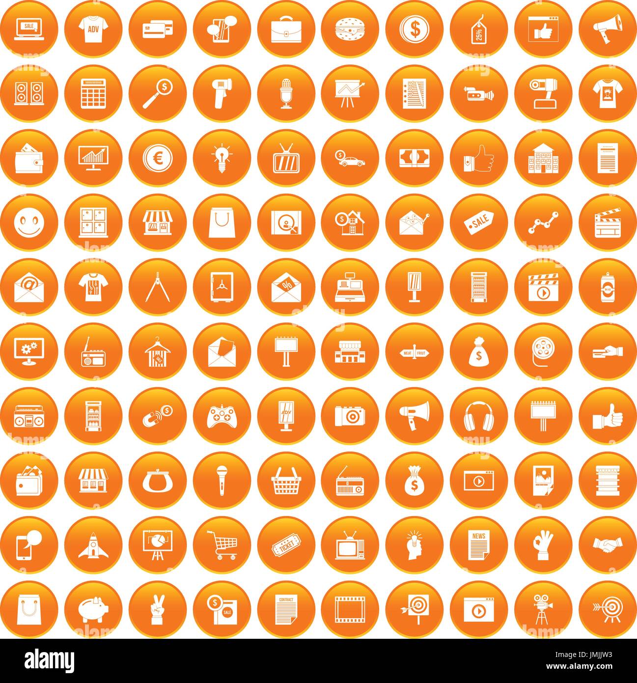 100 marketing icons set orange Stock Vector Image & Art - Alamy