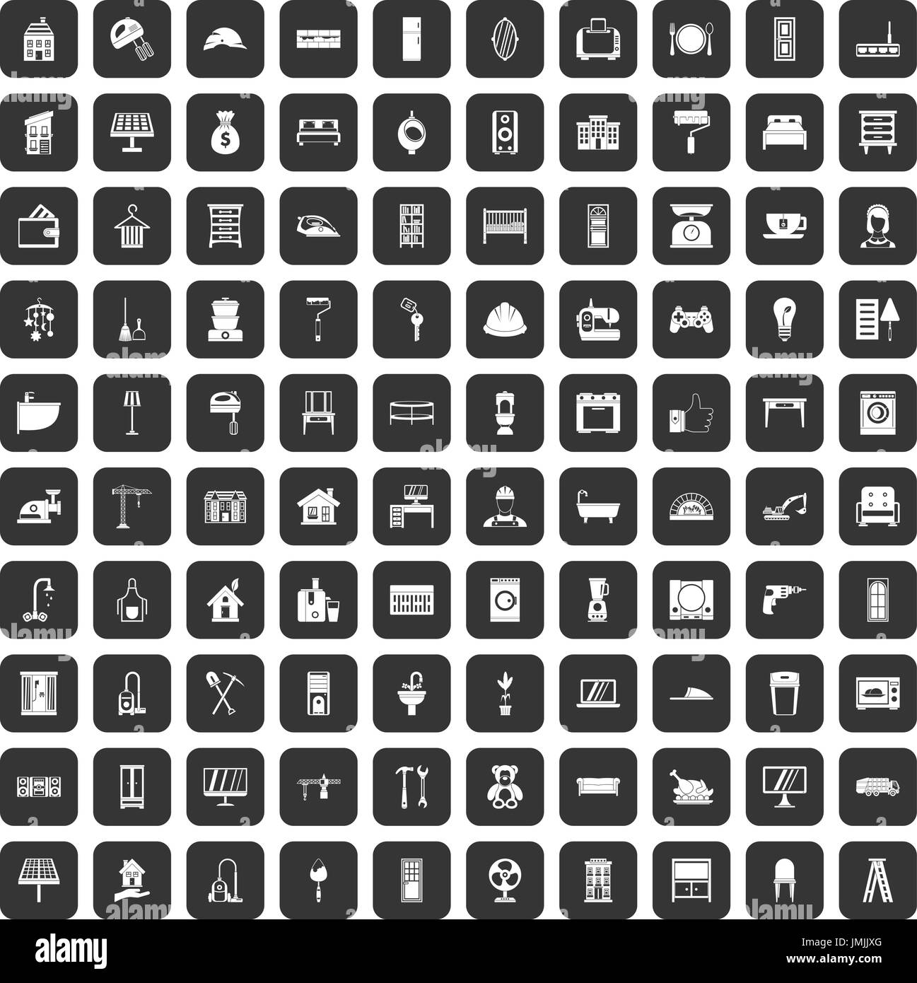 100 comfortable house icons set black Stock Vector Image & Art - Alamy