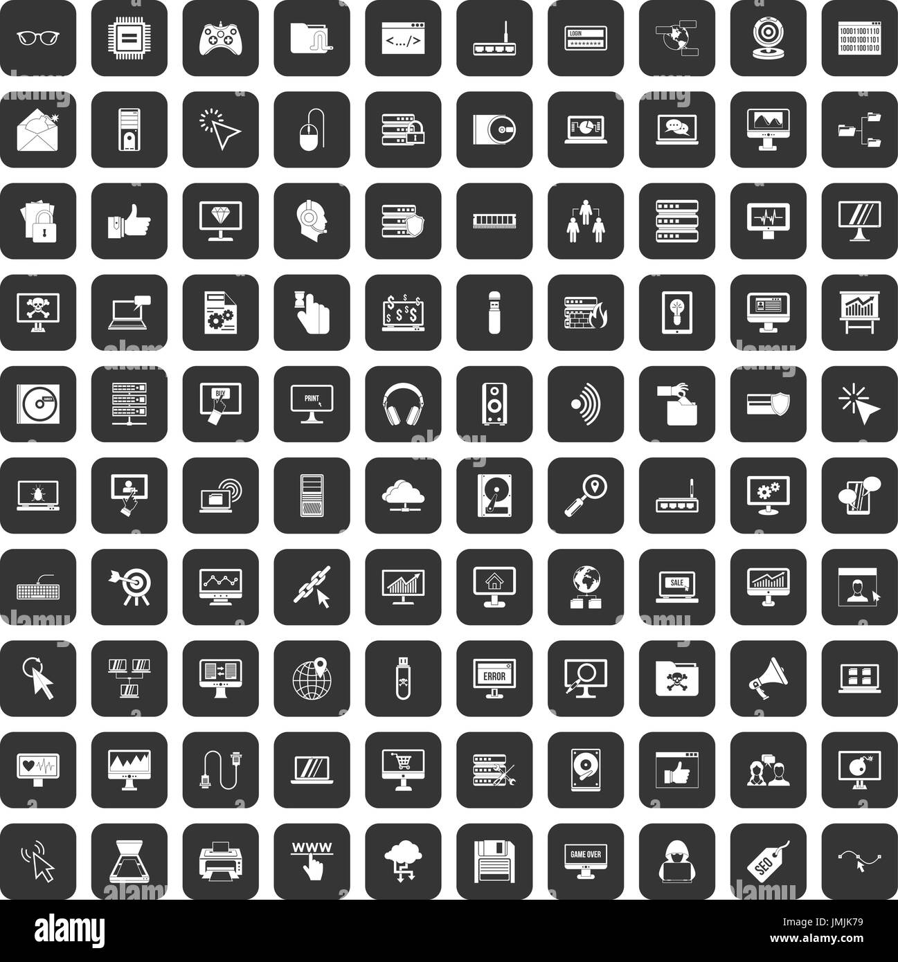 100 computer icons set black Stock Vector Image & Art - Alamy