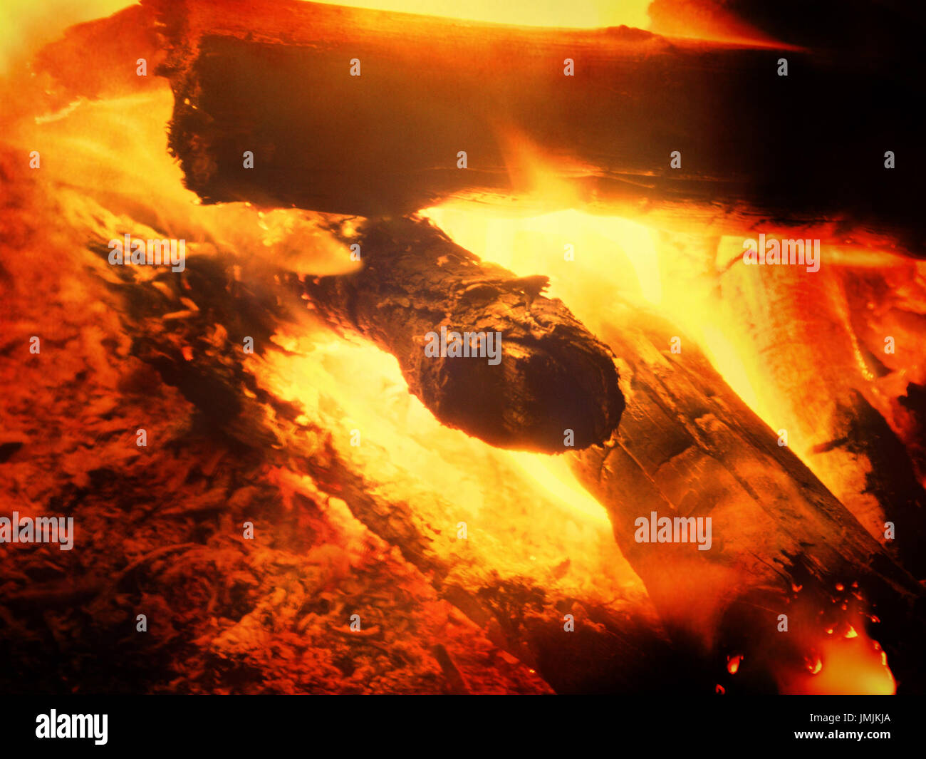 Film grain effect. Wood exploded in fire, texture fire bonfire embers ...