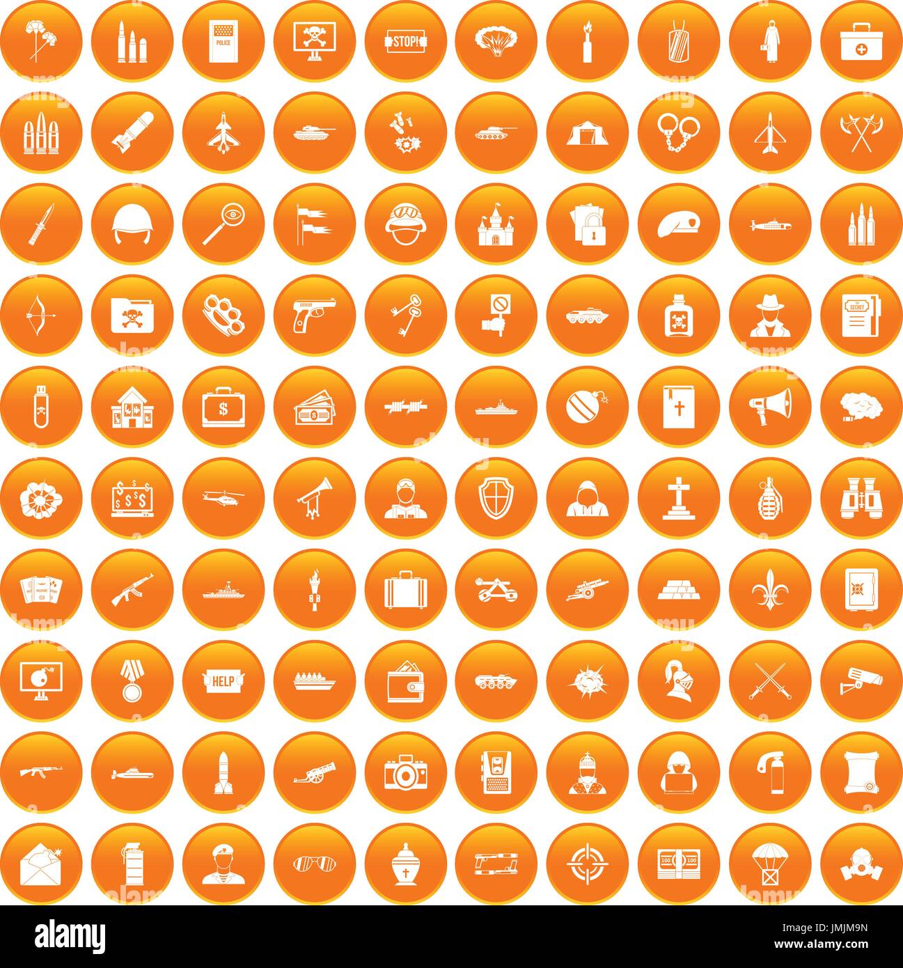 100 military icons set orange Stock Vector Image & Art - Alamy