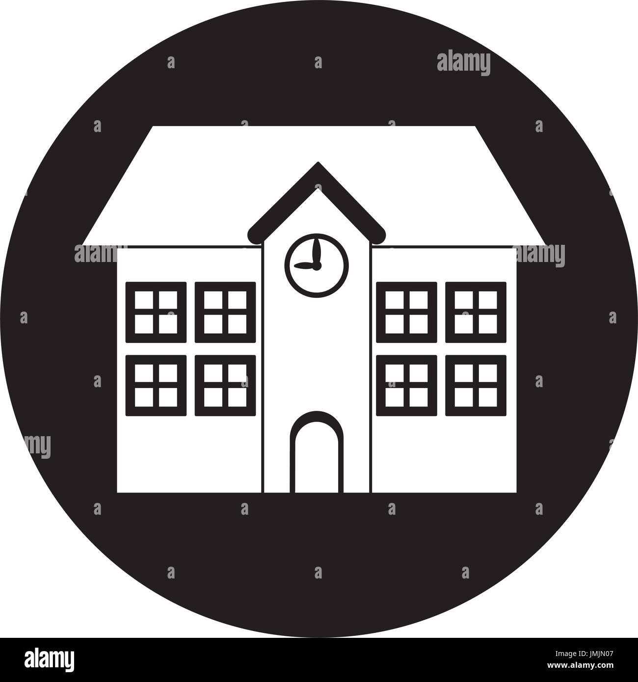 school building clock facade exterior education Stock Vector Image ...