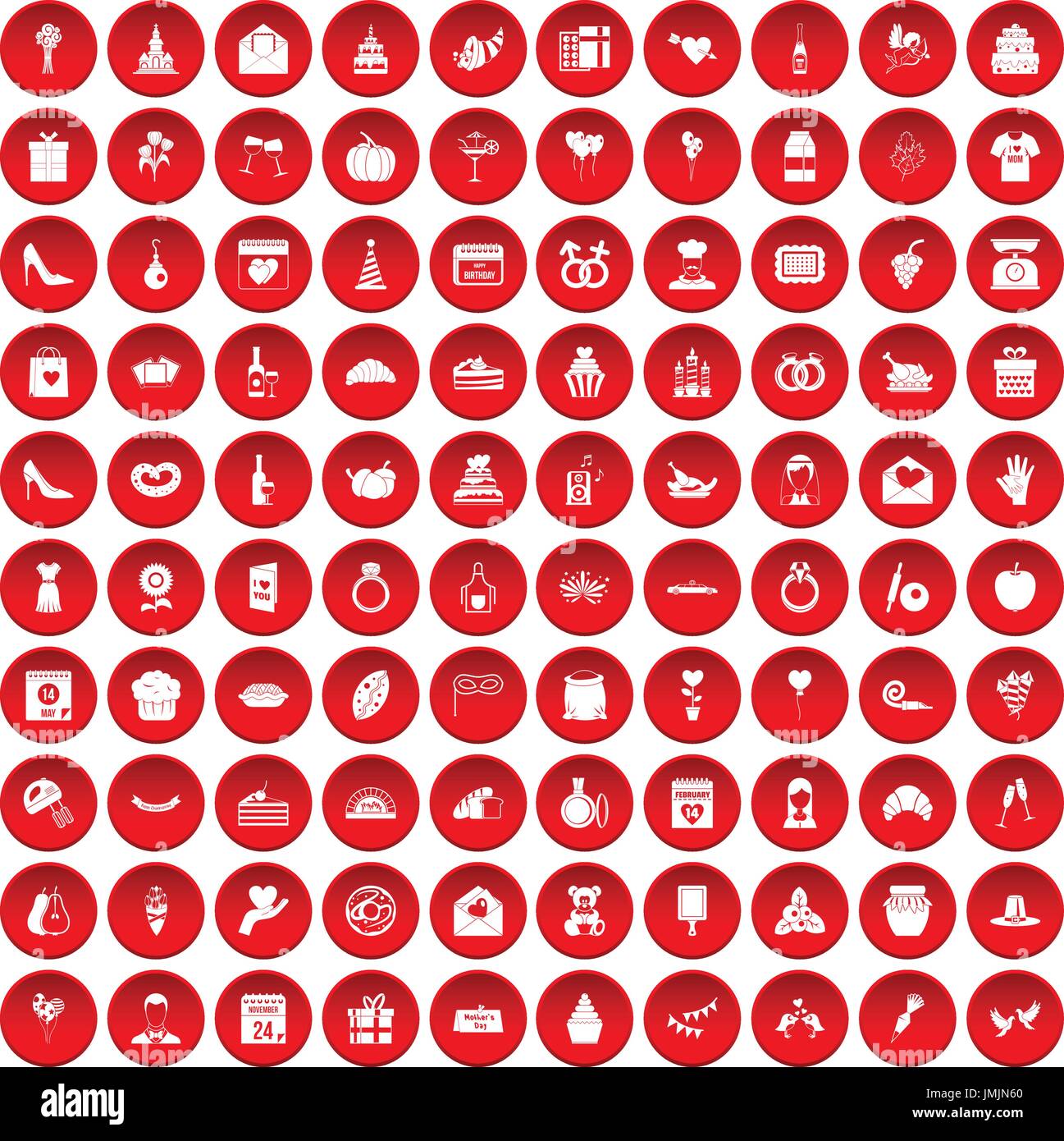 100 cake icons set red Stock Vector Image & Art - Alamy