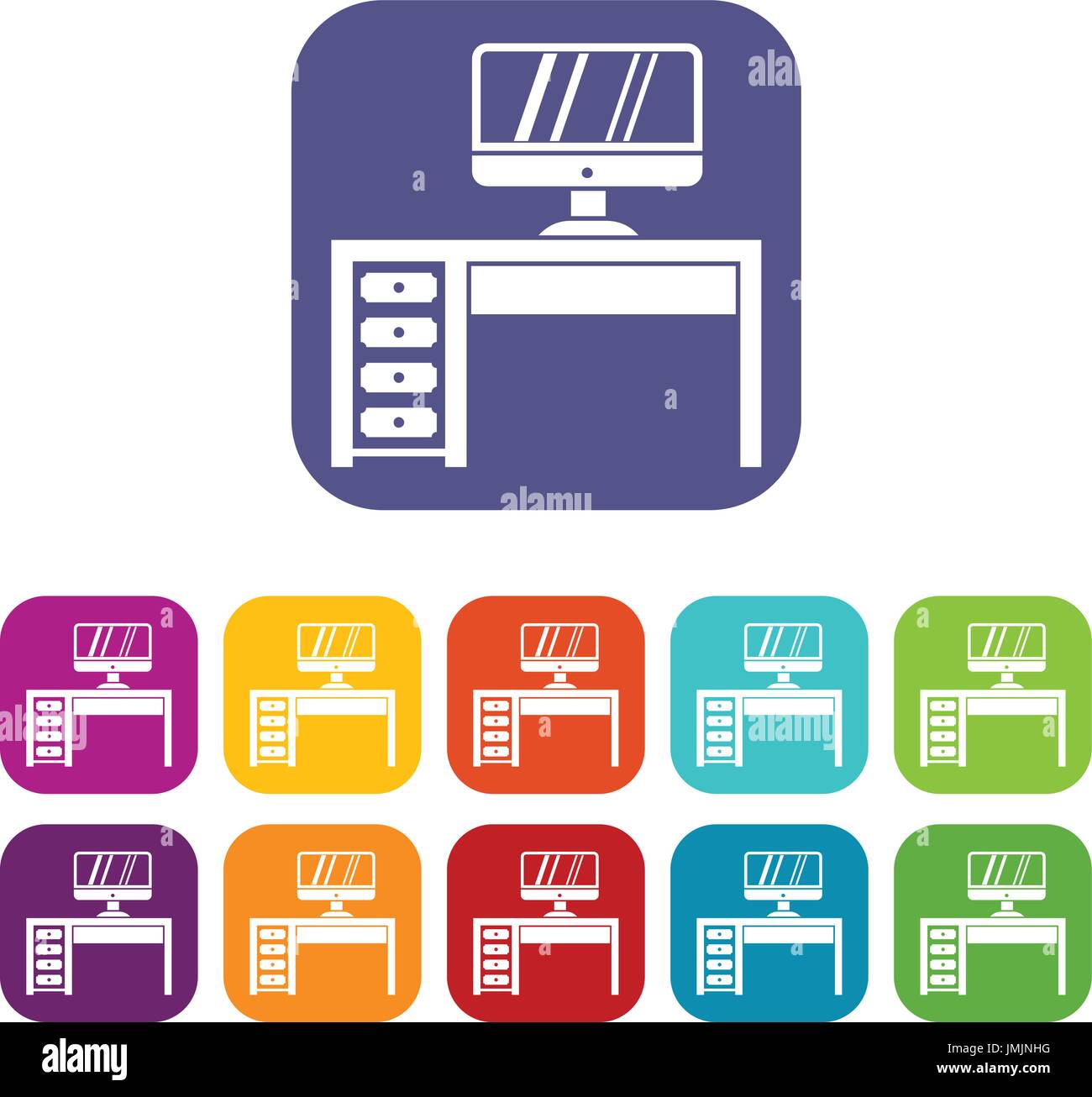 Modern office desk green screen Stock Vector Images - Alamy
