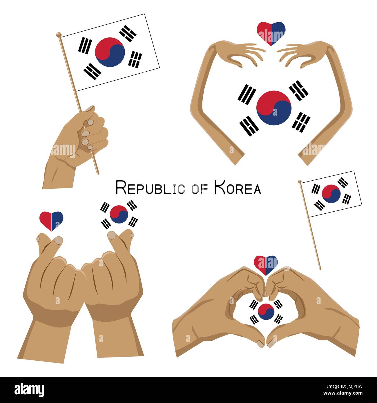 set of vector hands and South Korea symbols Stock Vector Image & Art ...