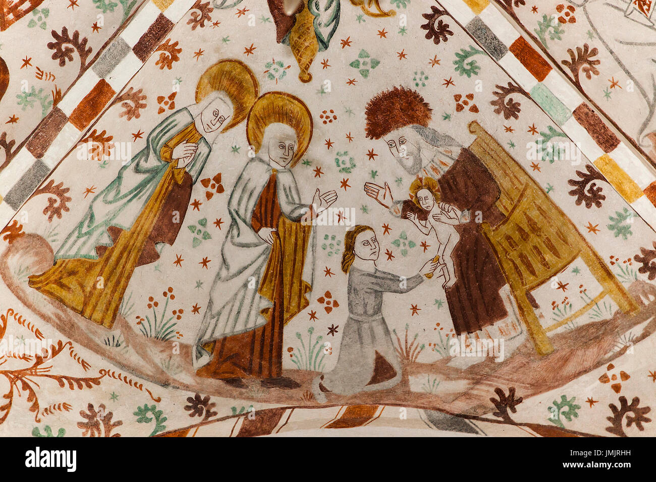 Danish medieval fresco from the 16th century in the 14th century late ...