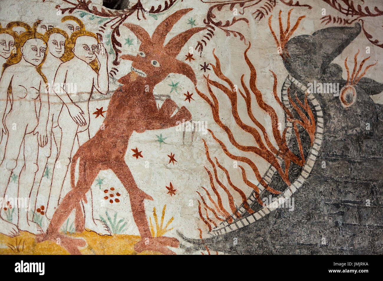 Danish medieval fresco from the 16th century in the 14th century late ...