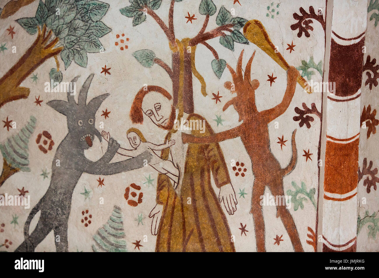 Danish medieval fresco from the 16th century in the 14th century late ...