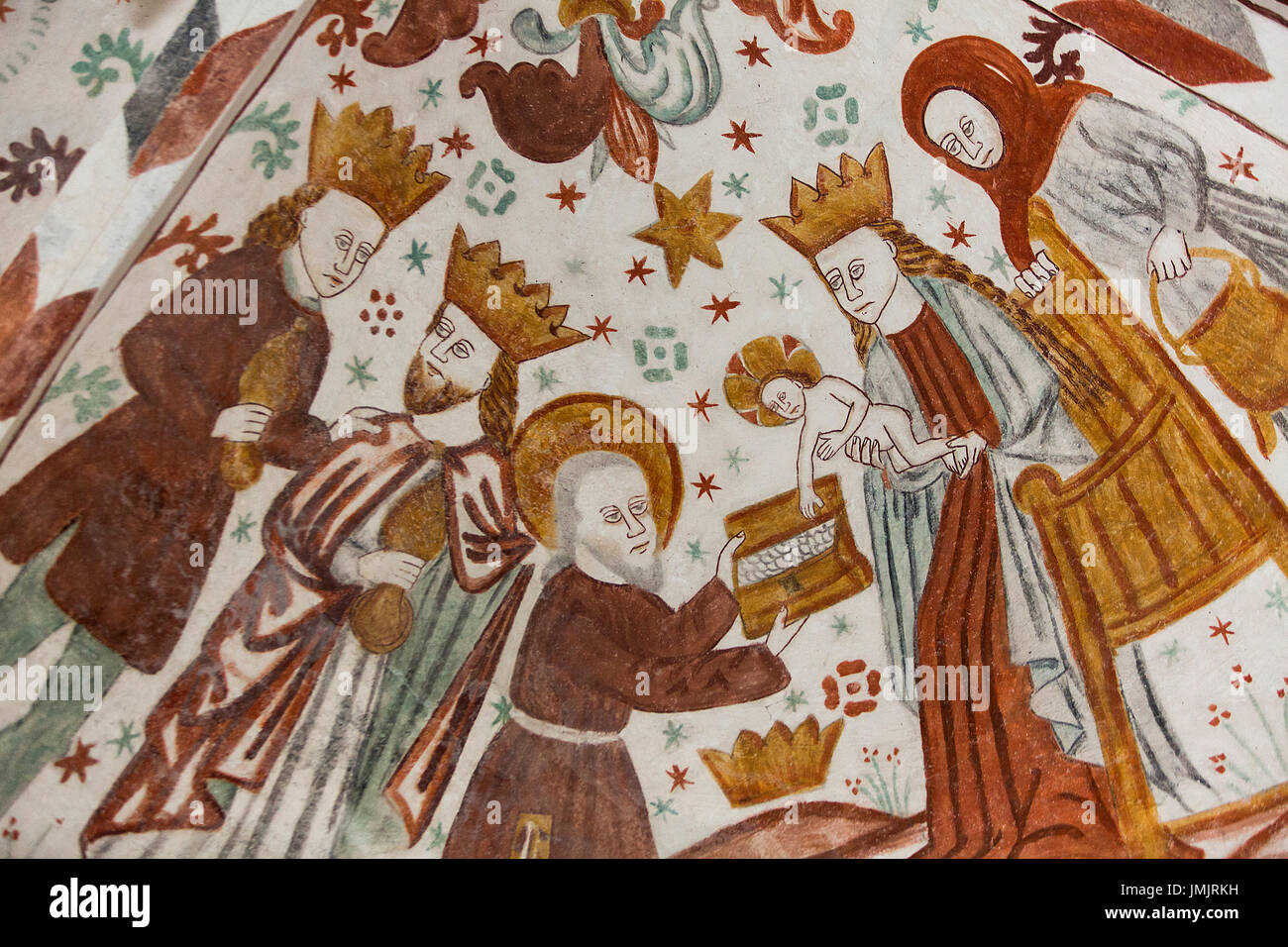 Danish medieval fresco from the 16th century in the 14th century late ...