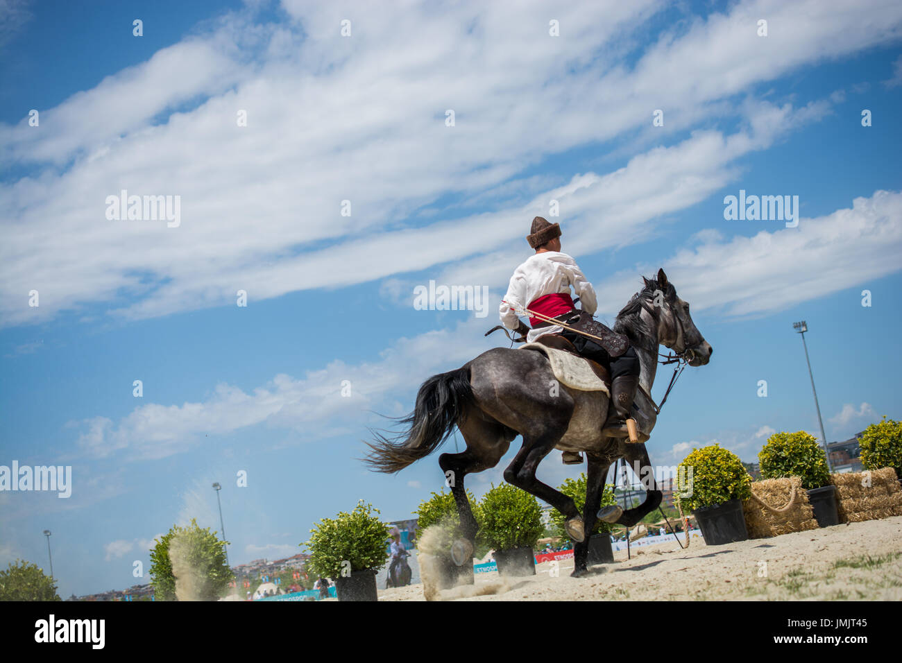 Ottoman horseman in his ethnic clothes riding on his horse Stock Photo ...