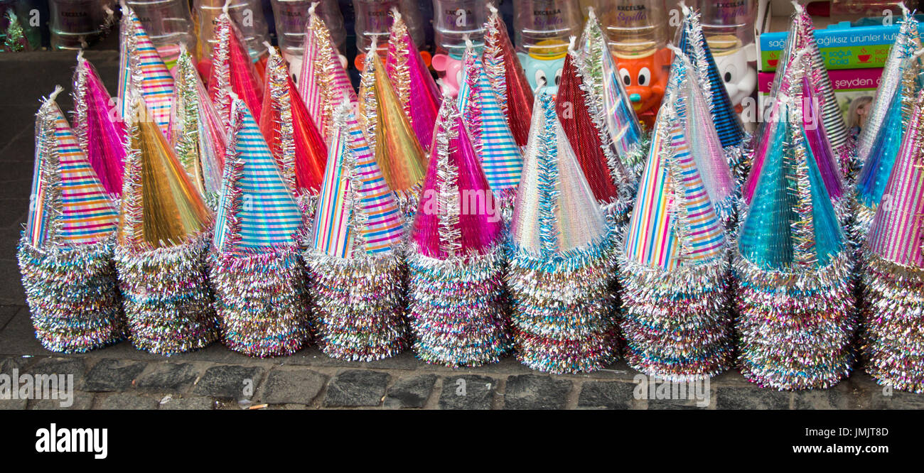 Set of party hats of variuos colors Stock Photo - Alamy