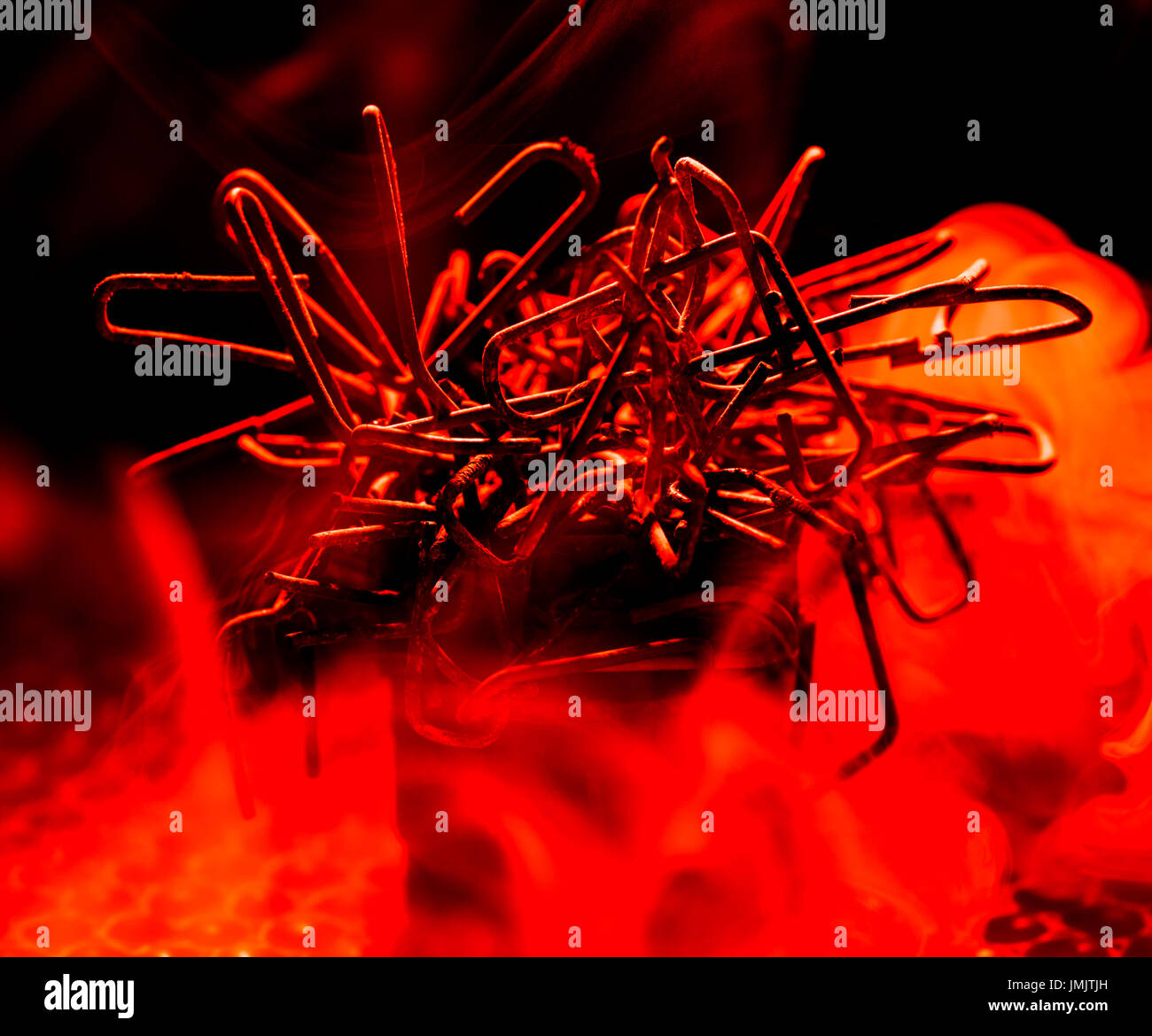 lots of metal wires covered in fog Stock Photo - Alamy